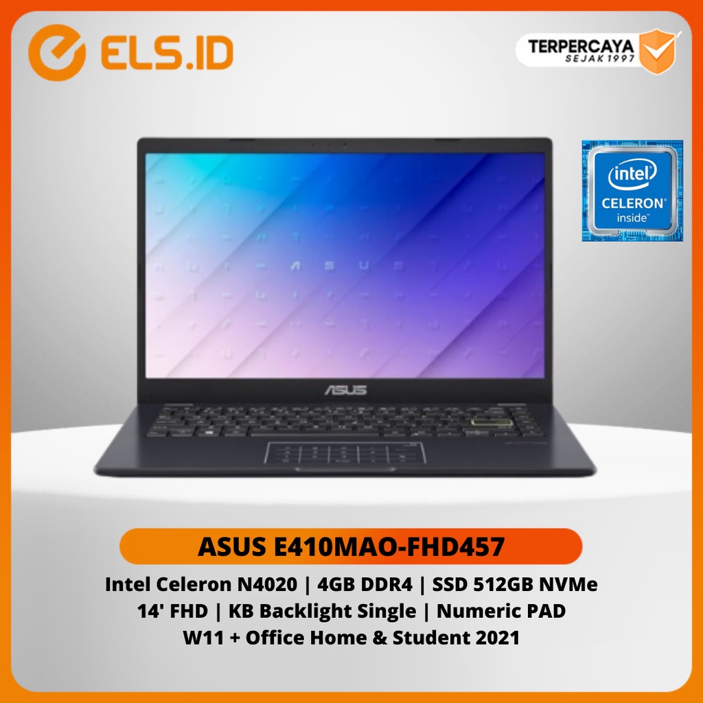 Jual Laptop Asus E410MAO-FHD457 Intel Celeron N4020 4GB 512GB W11 OHS | Shopee Indonesia