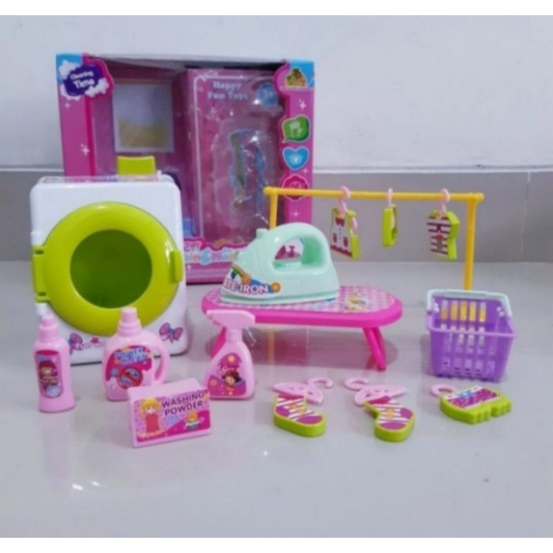 Jual mesin cuci mainan edukasi laundry set setrika happy pun | Shopee ...
