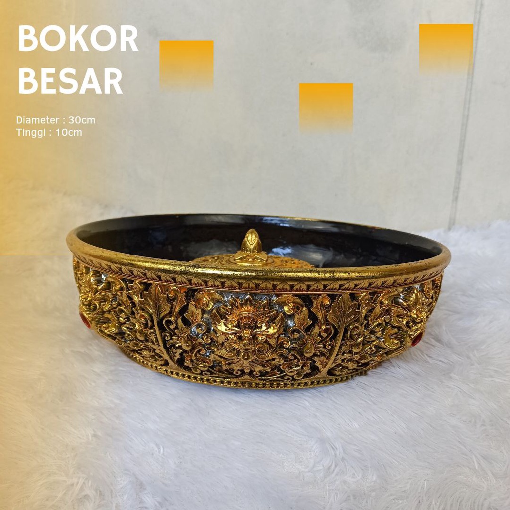 Jual SudanBali Bokor Fiber Bulat Prada Isi Tutup Ukir Bali Wadah Sodan ...