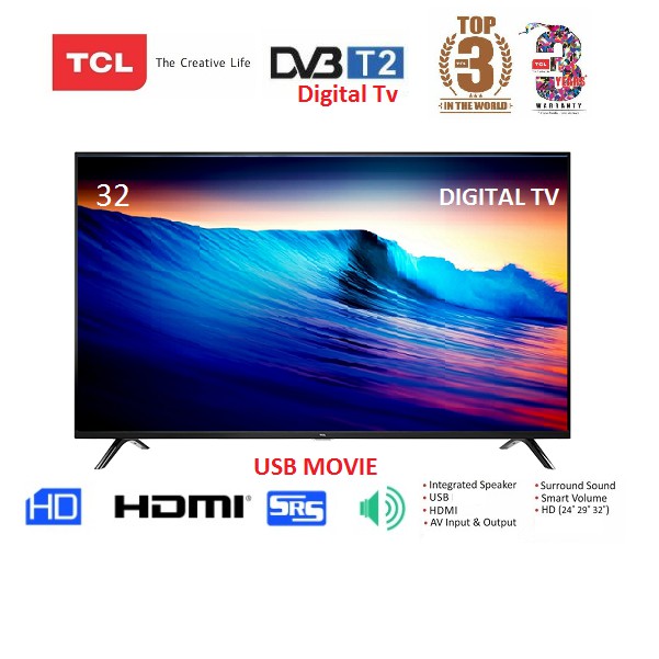 Jual TCL L32D3000B LED TV 32 inch -DVBT2 DIGITAL TV- USB Movie - Khusus ...