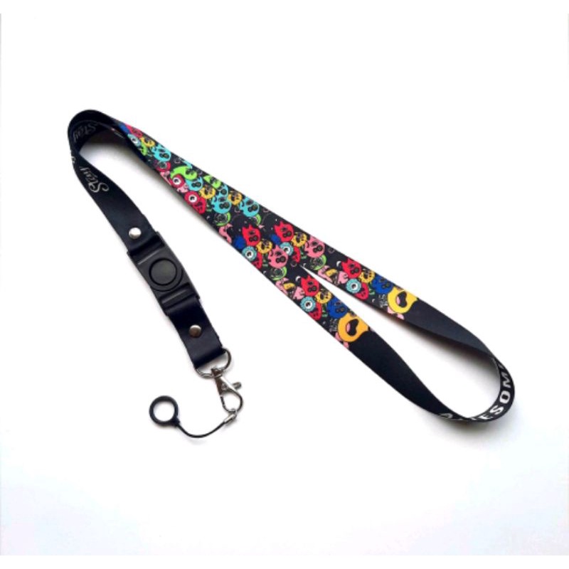 Jual LANYARD GANTUNGAN ID CARD PRINTING MOTIF CARTOON WARNA HITAM ...