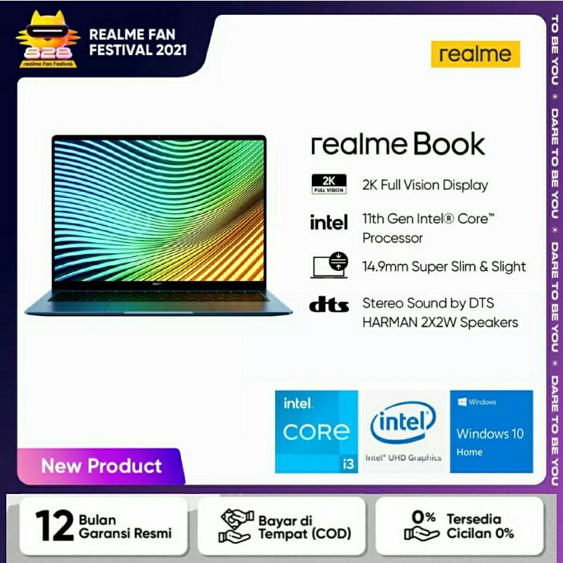 Jual REALME BOOK I3 8+256/256 GB NVMe SSD/i3-1115G4/Intel® UHD Graphics ...