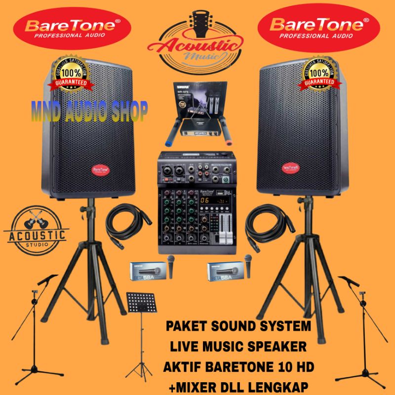 Jual paket sound system live music acoustic baretone aktif 10 hd +mixer ...