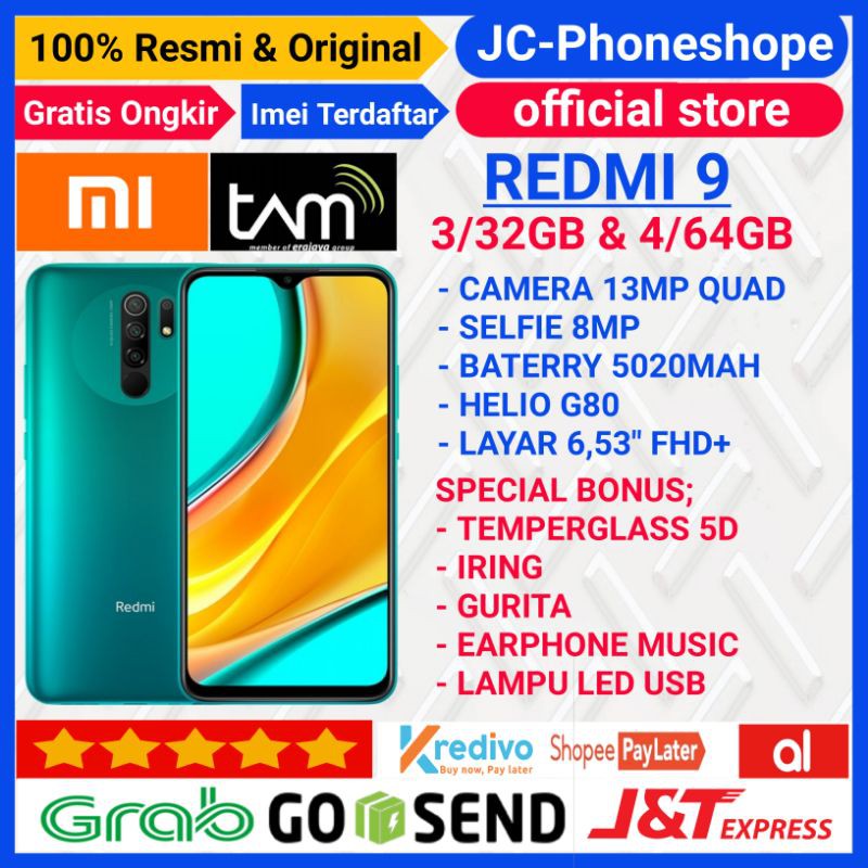 XIAOMI REDMI 9 RAM 4/64GB & 3/32GB GARANSI RESMI TAM XIAOMI INDONESIA ...