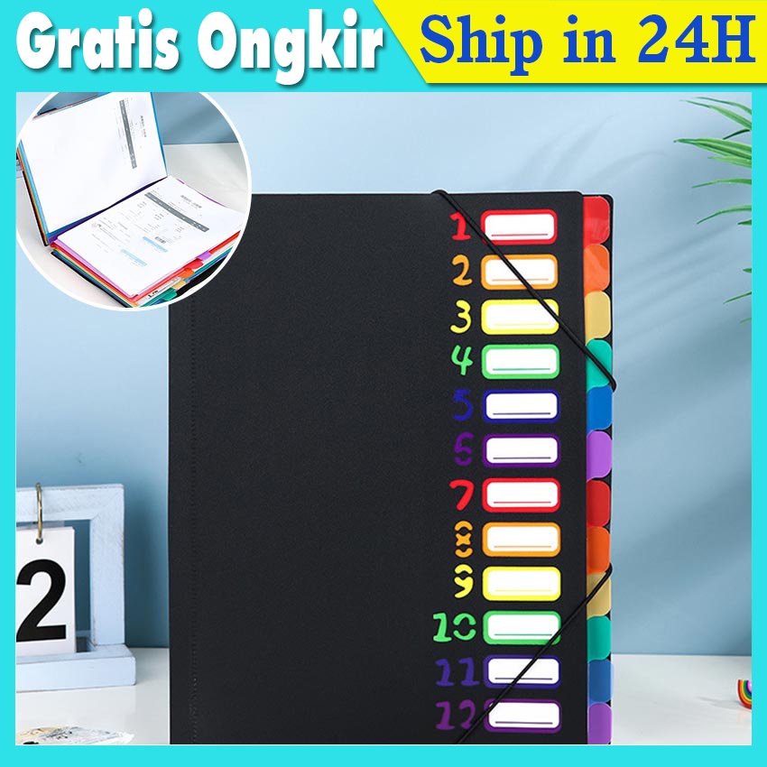 Jual File Organizer Dokumen Keeper Plastik A4 Clear Holder 12 Pocket ...