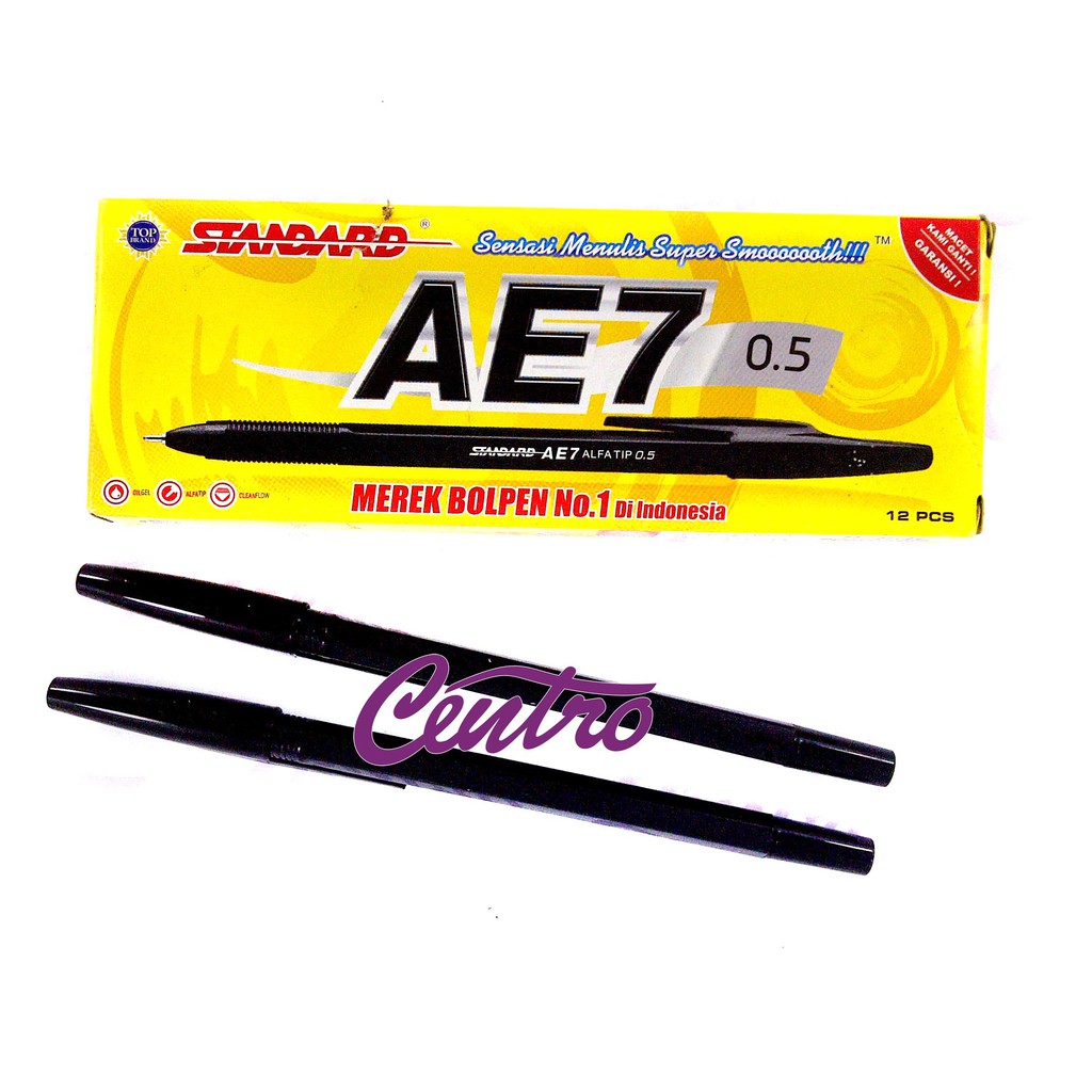 Jual Standard Ballpoint AE7 Hitam isi 12 buah | Shopee Indonesia