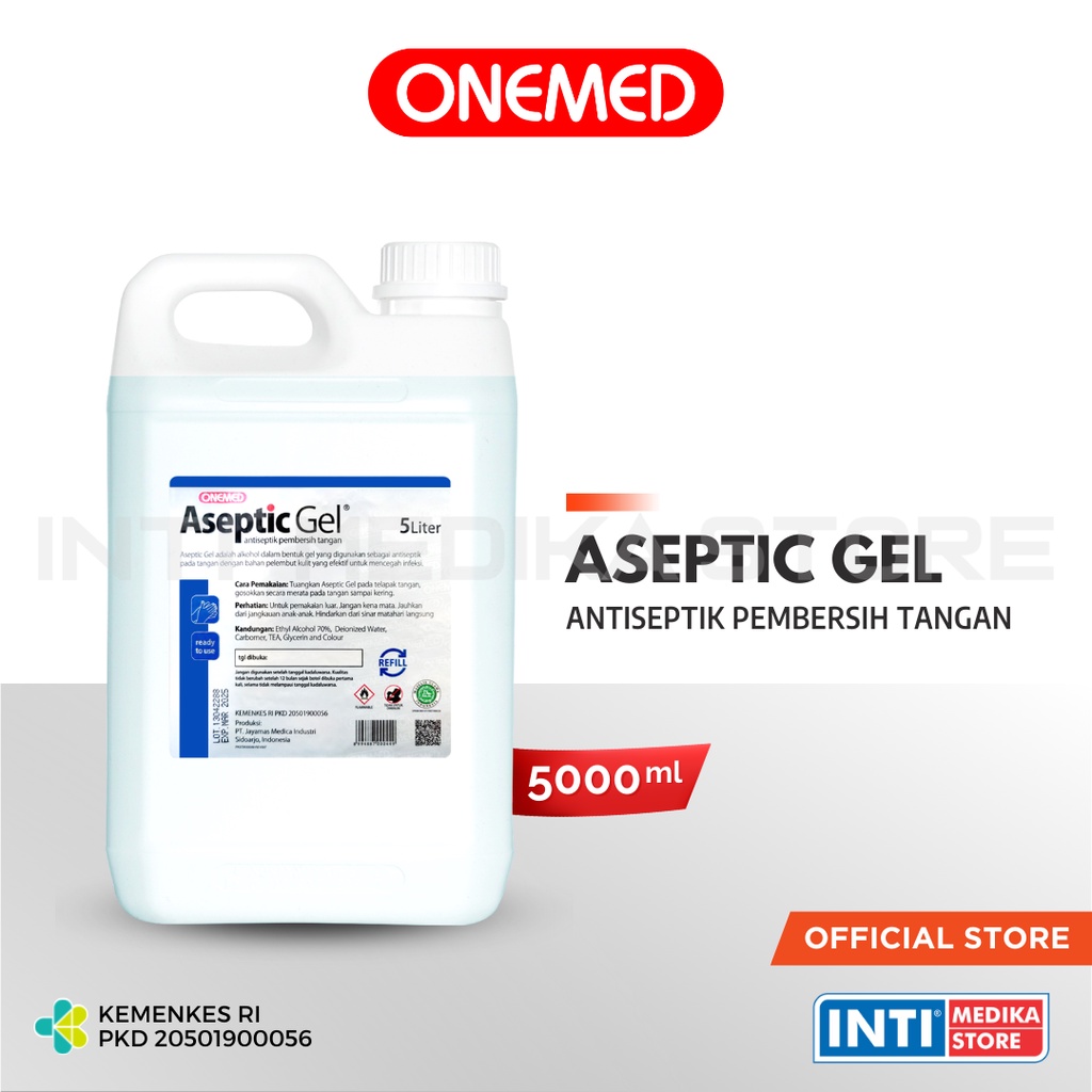 Jual ONEMED - Aseptic Gel 5 Liter / Refill Hand Sanitizer / Antiseptic ...
