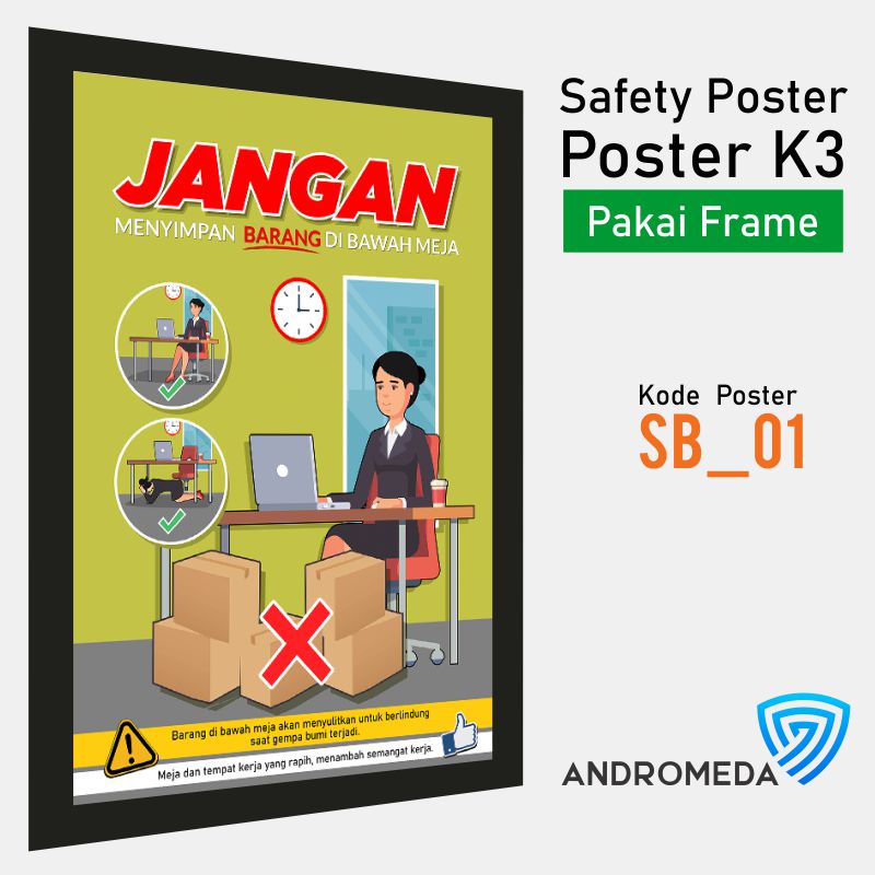 Jual Safety Poster K3 : Office 5R Rapi 5S Kantor Ergonomi Gempa + Frame Indonesia|Shopee Indonesia