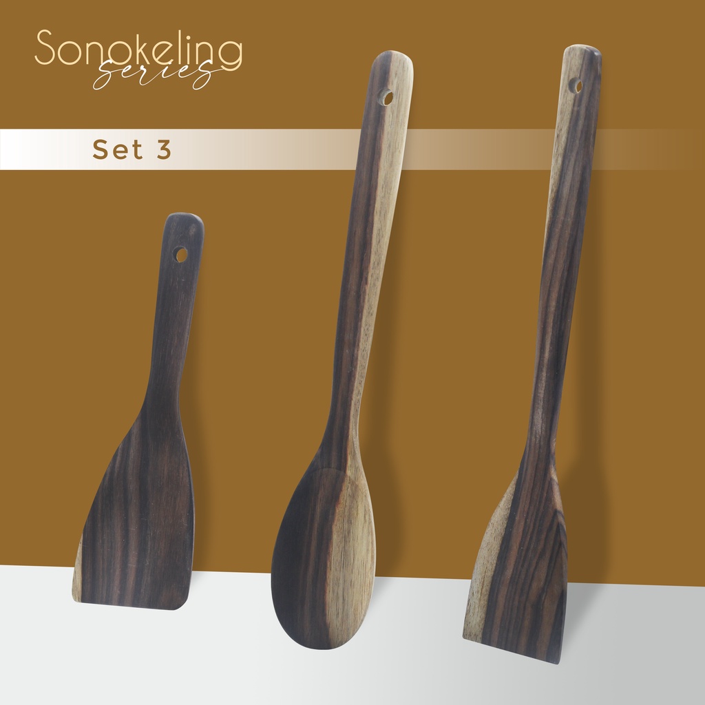 Jual Alat Masak Set Sutil Spatula Centong Nasi Bahan Kayu Sonokeling ...