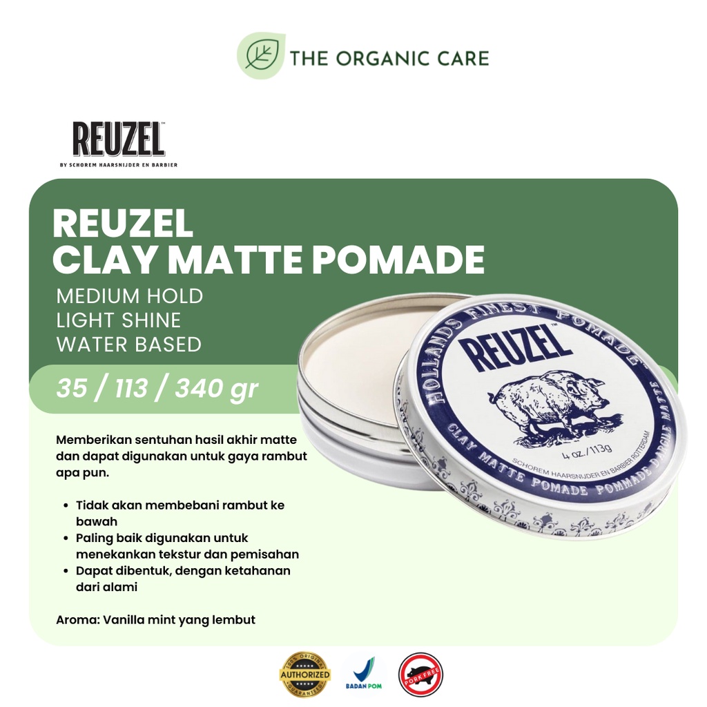 Jual REUZEL CLAY MATTE POMADE - MEDIUM HOLD / LIGHT SHINE / WATER BASED | Shopee Indonesia