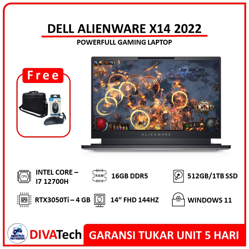 Jual Dell ALIENWARE X14 i7 12700H 16GB 512GB/1TB RTX3050Ti 4GB FHD ...