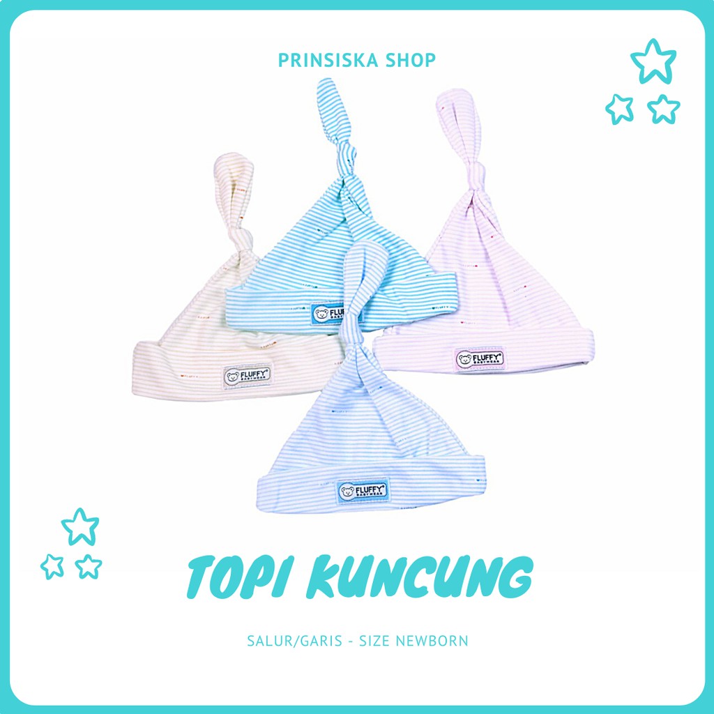 Jual Fluffy - Topi Kuncung Kupluk baby motif garis warna biru mint ...