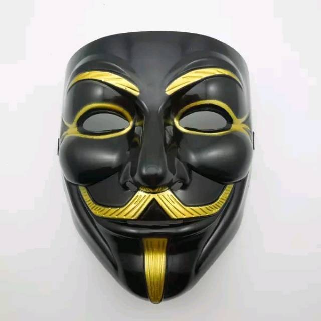 Jual Topeng Annonymous/Vendetta/Guy Fawkes (Black Gold) | Shopee Indonesia