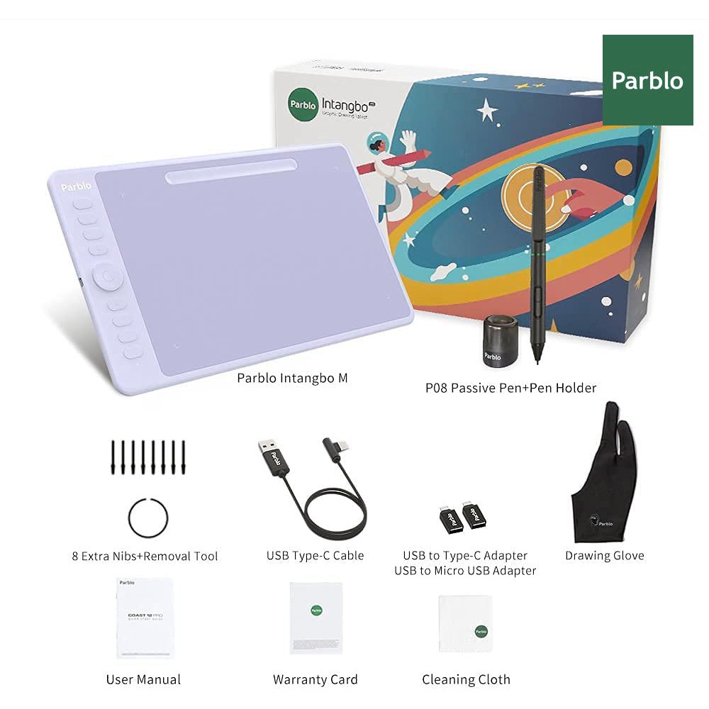 Jual Graphic Drawing Pen Tablet, PARBLO INTANGBO, PURPLE & BLACK ...