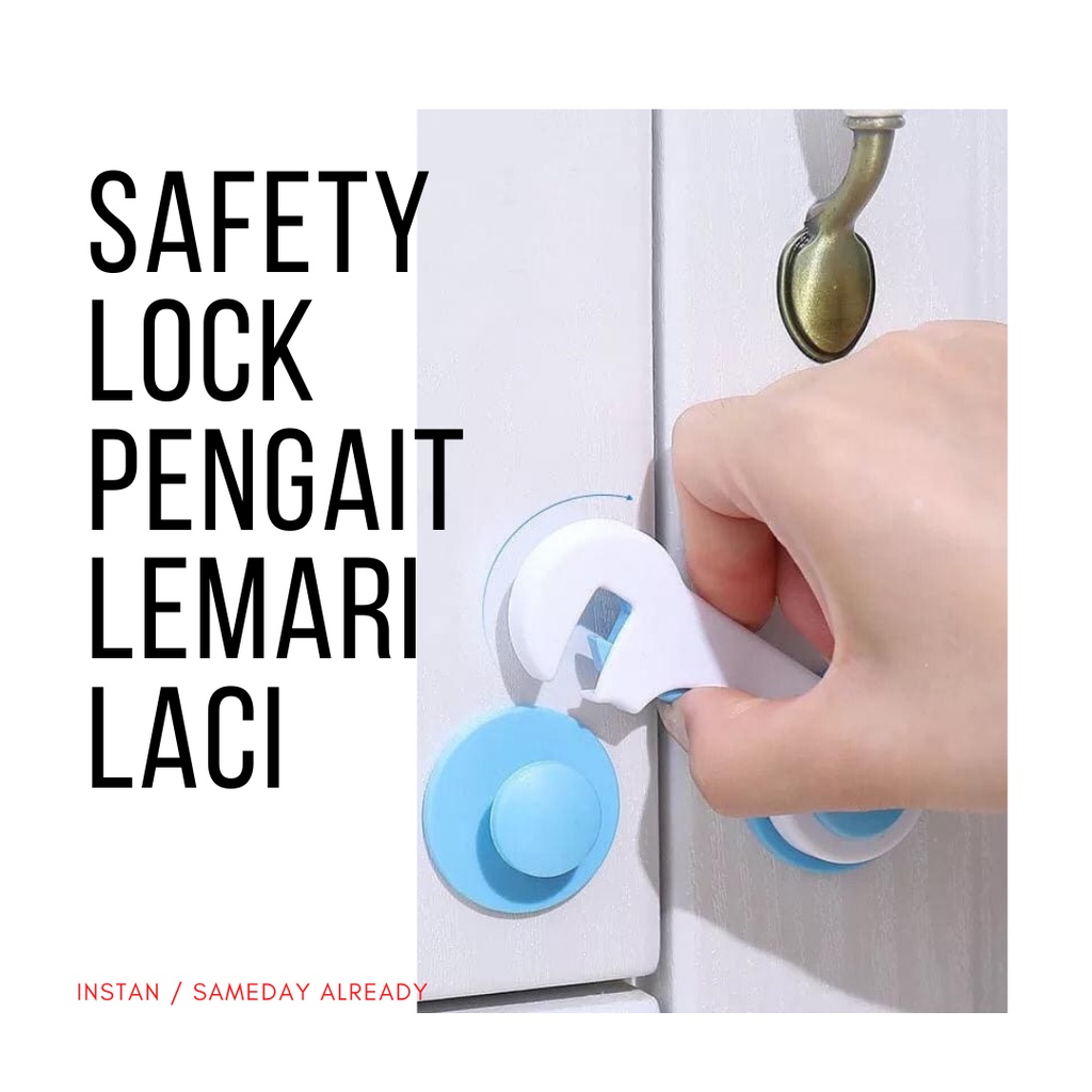 Jual Pengunci Pengaman Pengait Laci Pintu Lemari Safety Lock | Shopee ...
