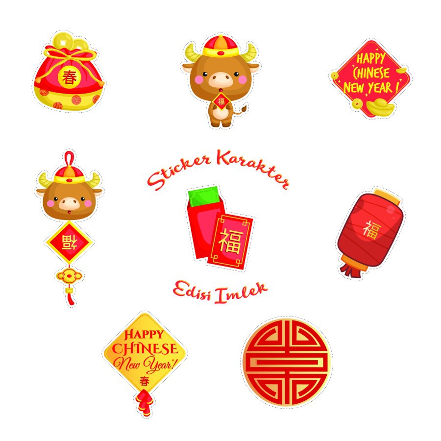 Jual Sticker Karakter Imlek Lucu Chinese New Year - Set 8 pcs | Shopee ...
