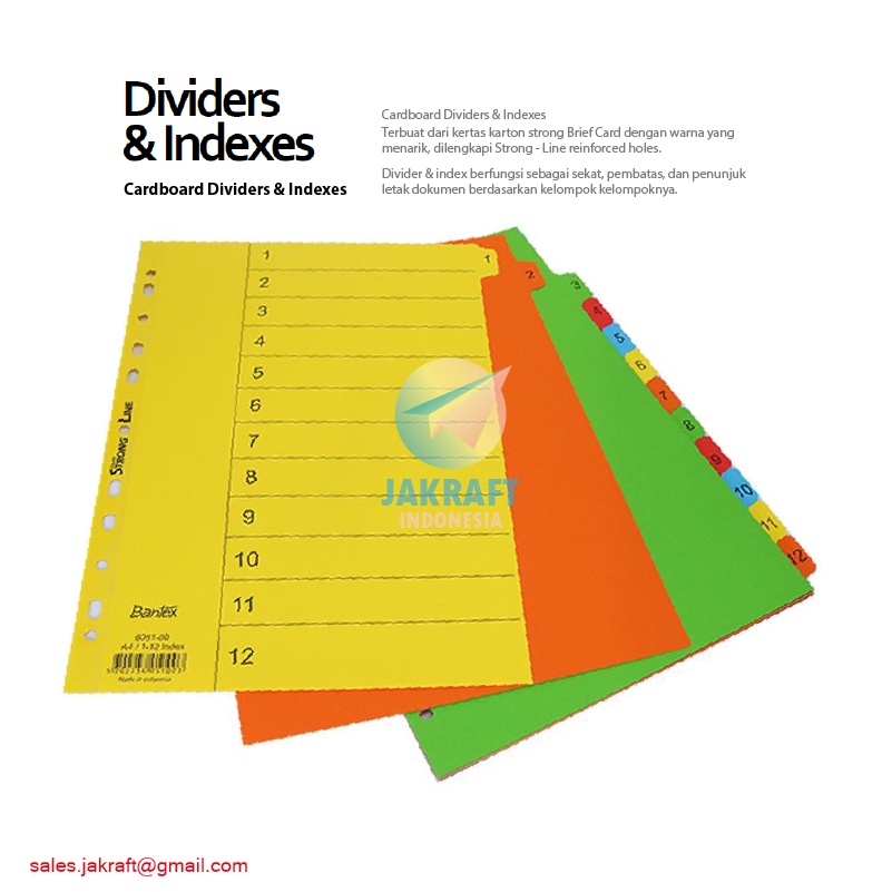 Jual (1 Set) Divider Pembatas Kertas Dokumen Binder Ordner BANTEX 6051 ...