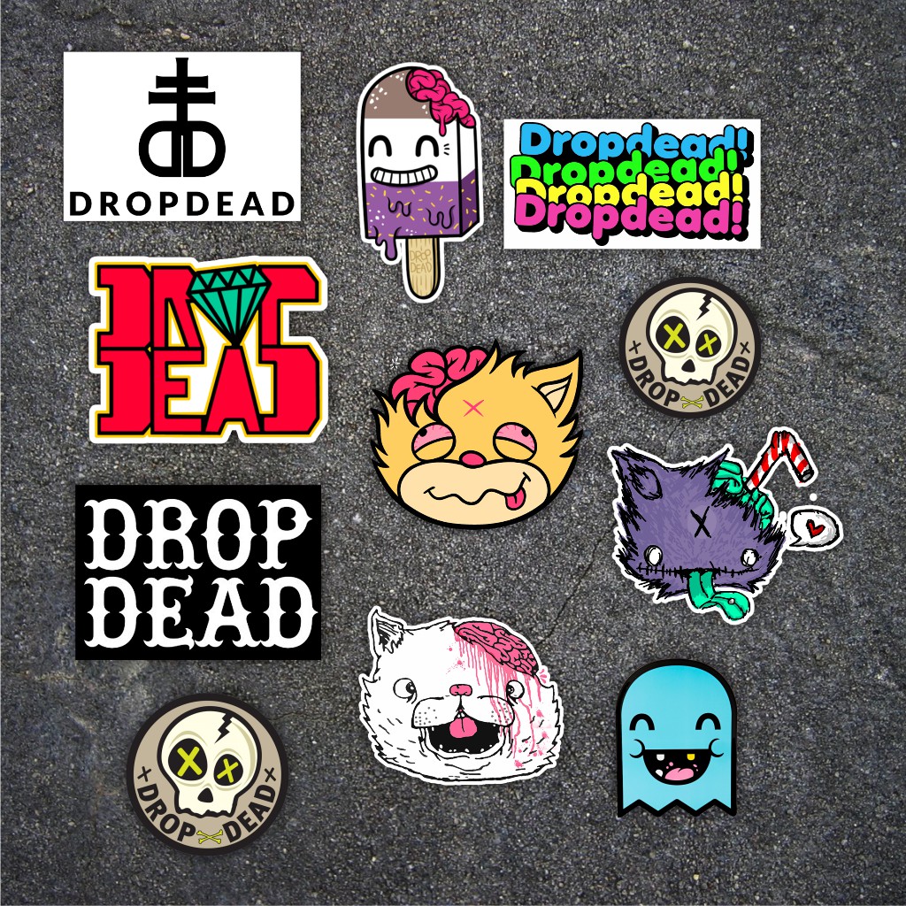 Jual Stiker distro brand DROP DEAD /Sticker Pack Indonesia|Shopee Indonesia