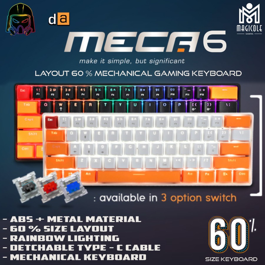Jual Digital Alliance Meca 6 RGB Mini 61% Mechanical Gaming Keyboard ...