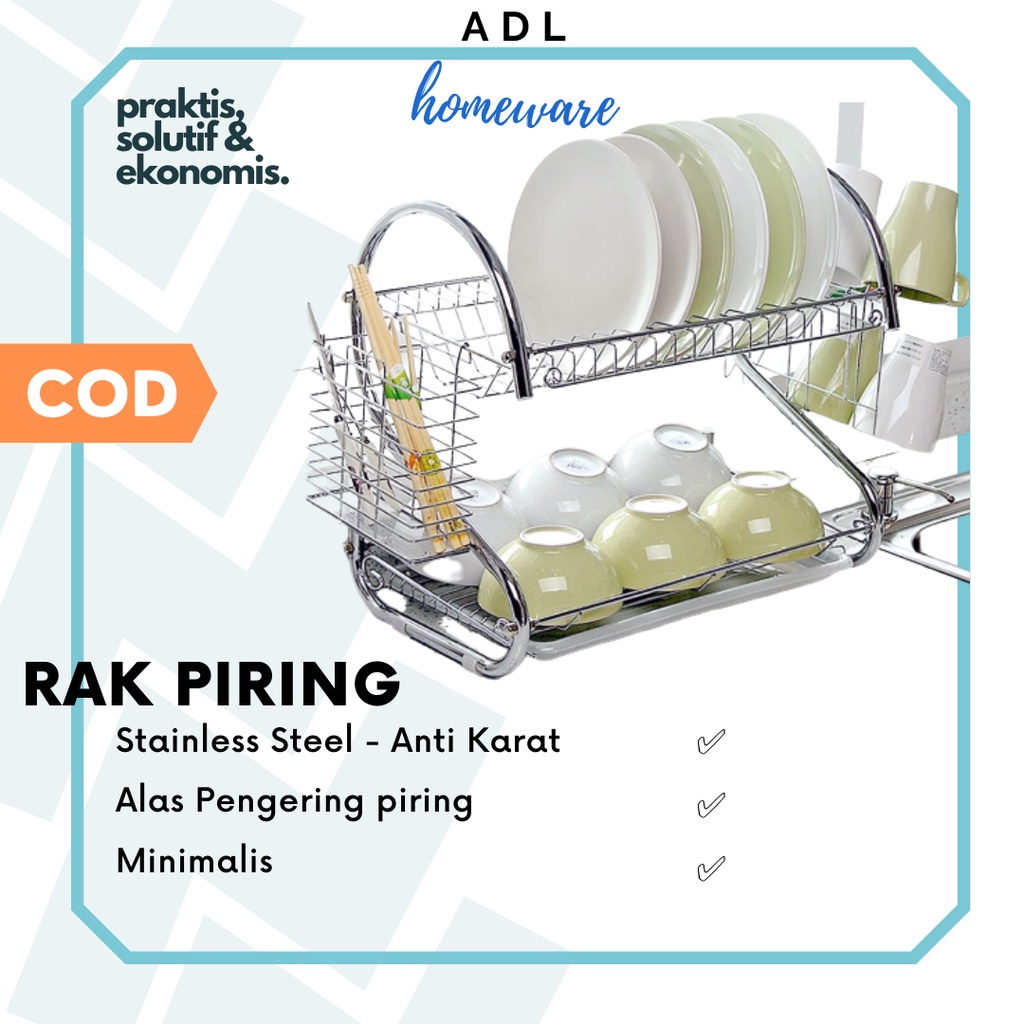Jual RAK PIRING 2 SUSUN PERALATAN DAPUR WASTAFEL STAINLESS STEEL 2 ...