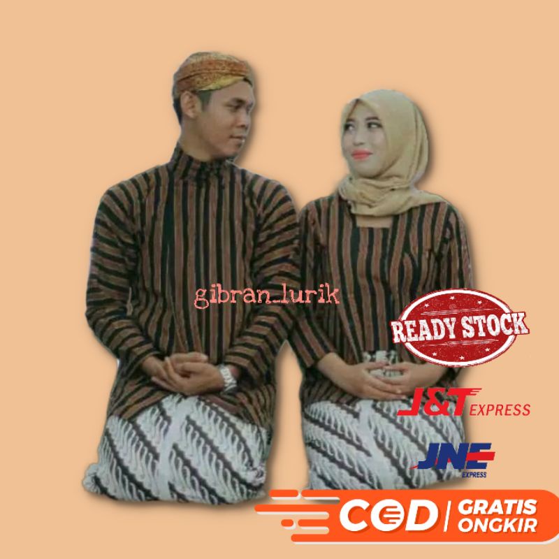 Jual Baju Surjan Lurik Kebaya Blangkon Baju Adat Jawa Khas Jogja Solo Baju Coupel Lurik couple ...