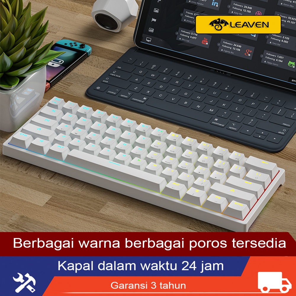 Jual LEAVEN keyboard mechanical gaming rgb wired outemu blue switch red ...