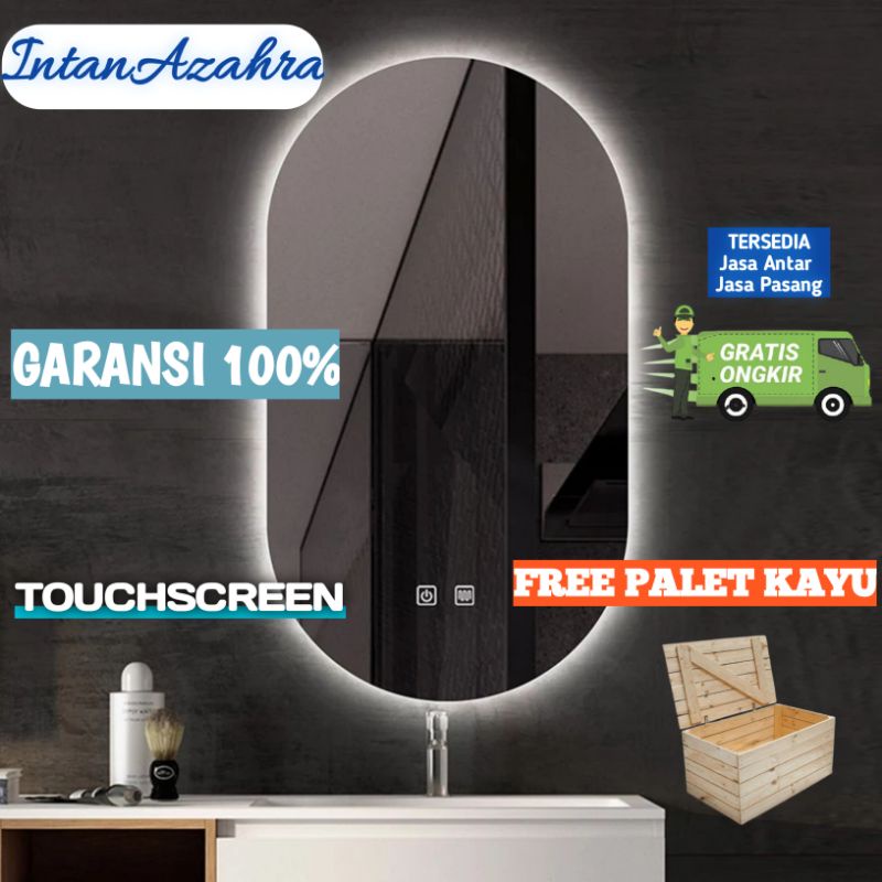 Jual Cermin Dinding Wastafel Aesthetic Oval Mirror Lamp LED Strip Flex ...