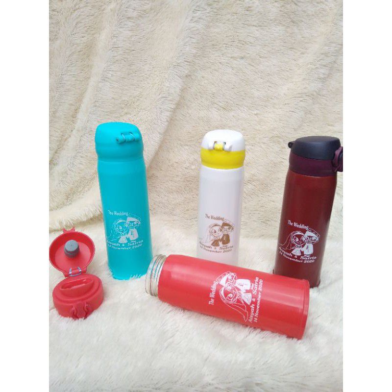 Jual Souvenir botol tumbler kaca kancing polos 500ml termos niagara kaca custom sablon kemas box ...