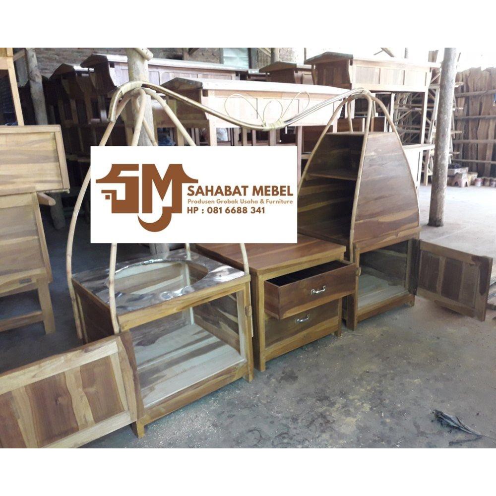Jual Gerobak pikul menara kayu mahoni plitur free ongkir sumedang ...