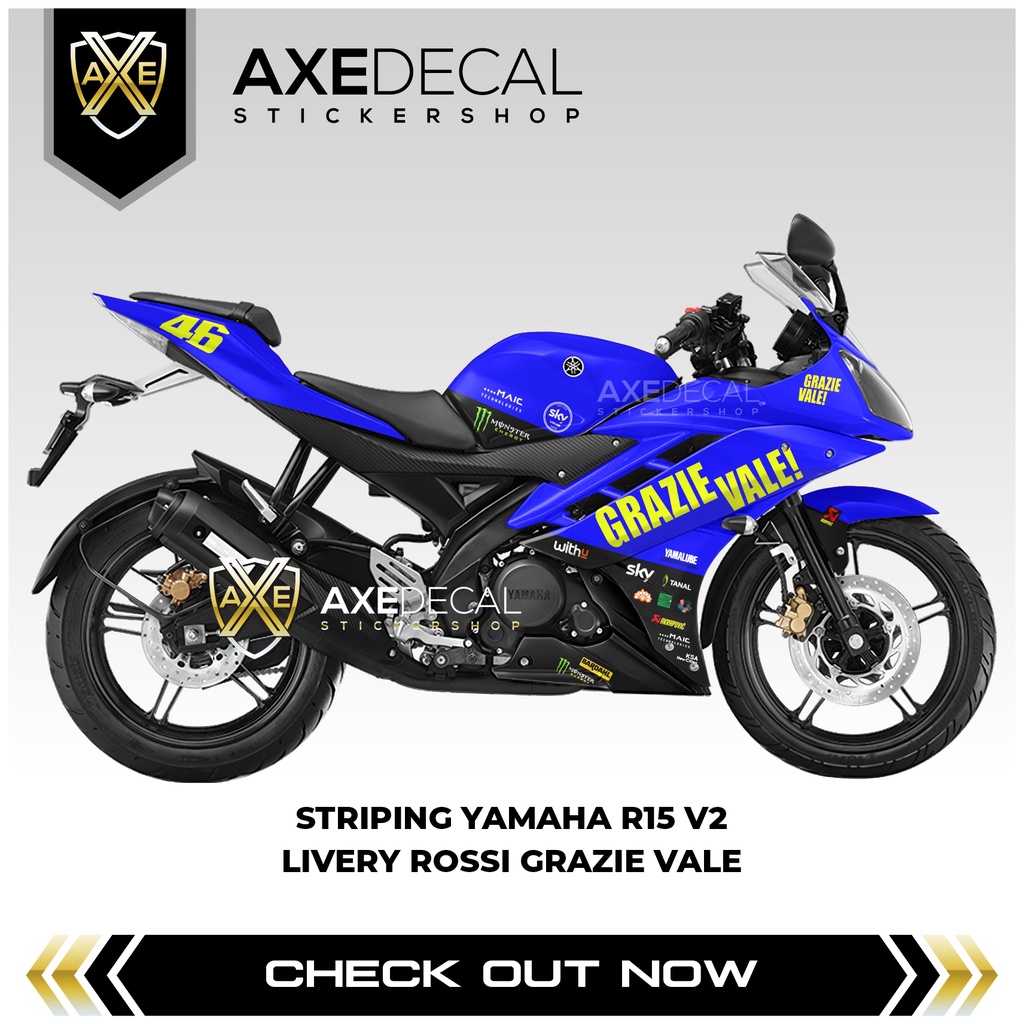 Jual Striping R15 V2 Rossi Grazie Vale / Stiker Motor Yamaha R15 V2 ...