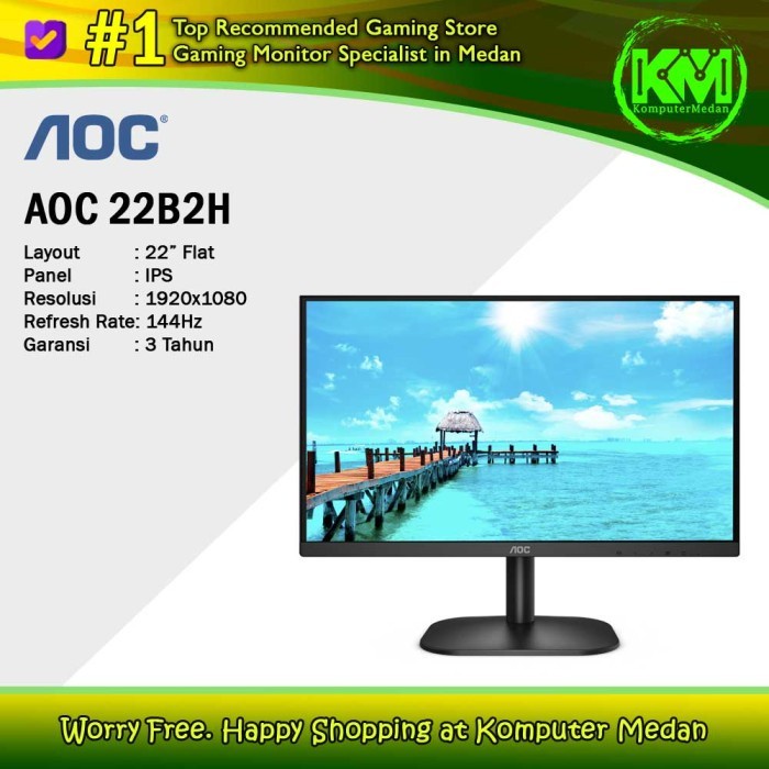 Jual LED Monitor AOC 22B2HM (21.5"/HDMI/VA Panel/6.5ms/75hz/SLIM ...