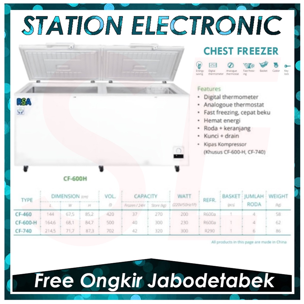 Jual RSA CF-600 / CF-600H Chest Freezer [Putih] | Shopee Indonesia