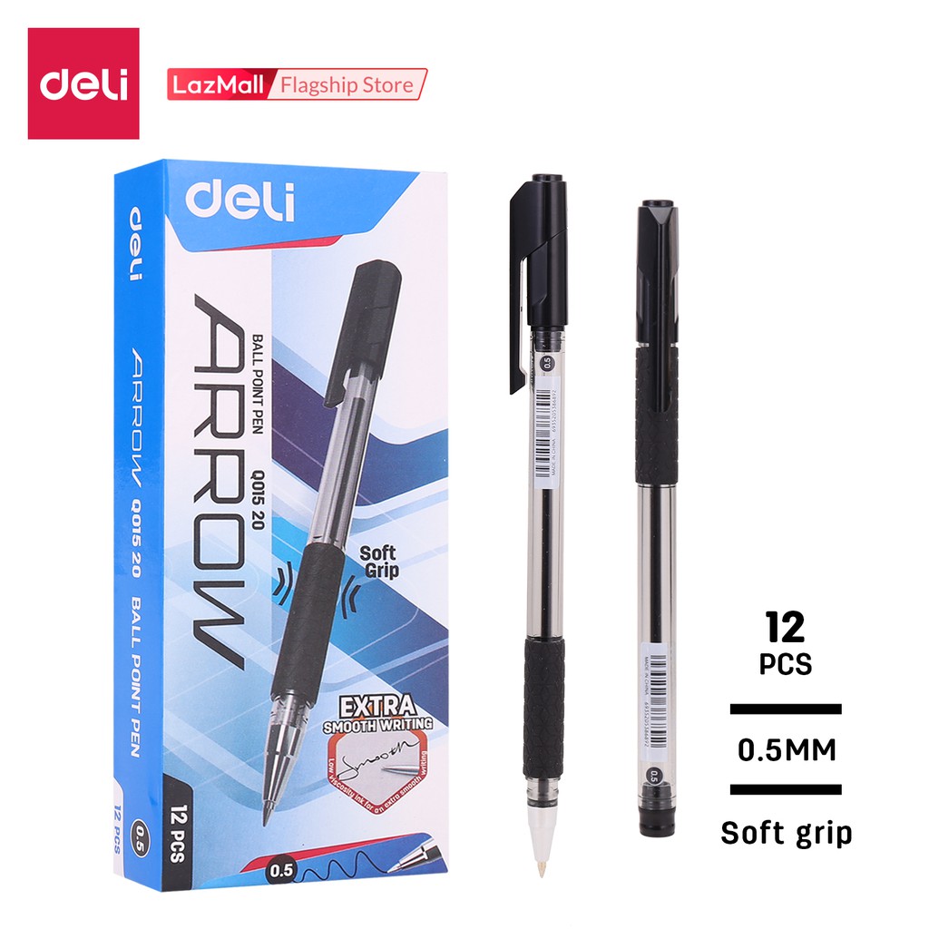 Jual Deli Pulpen 0.5mm Hitam Penulisan Halus 1 BOX / 12 Pcs EQ01520 ...