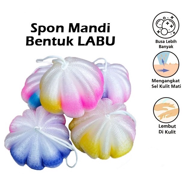 Jual SPON MANDI Panjang Bentuk Bulat Labu / Spons Badan Bath Sponge ...