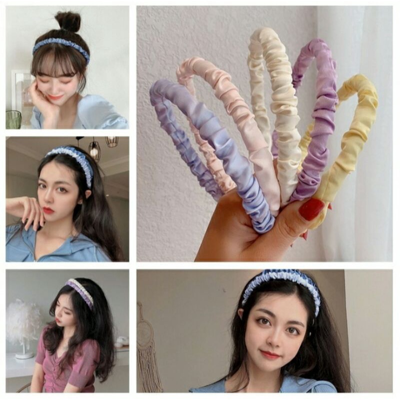 Jual E65 - Bando Korea Warna Pastel Bahan Sifon / Bando Bandana ...