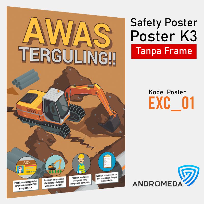 Jual Safety Poster K3 : Penggalian Excavator Sipil Excavation_60x80 cm ...