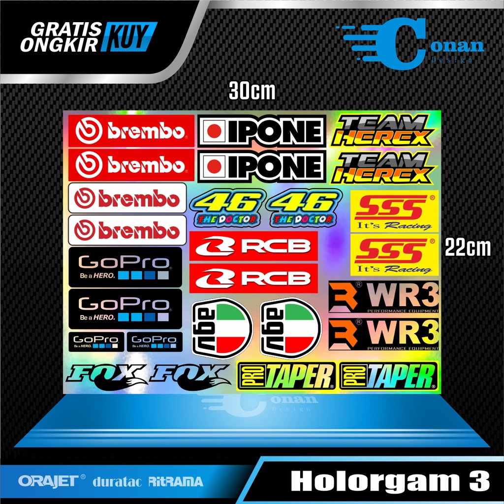 Jual Stiker Hologram Stiker Racing Stiker Sponsor Racing | Shopee Indonesia
