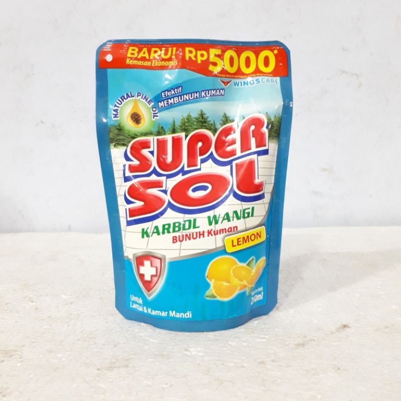 Jual SUPERSOL LEMON Carbol Wangi Pembersih Lantai Pouch 250ml (SUPER ...