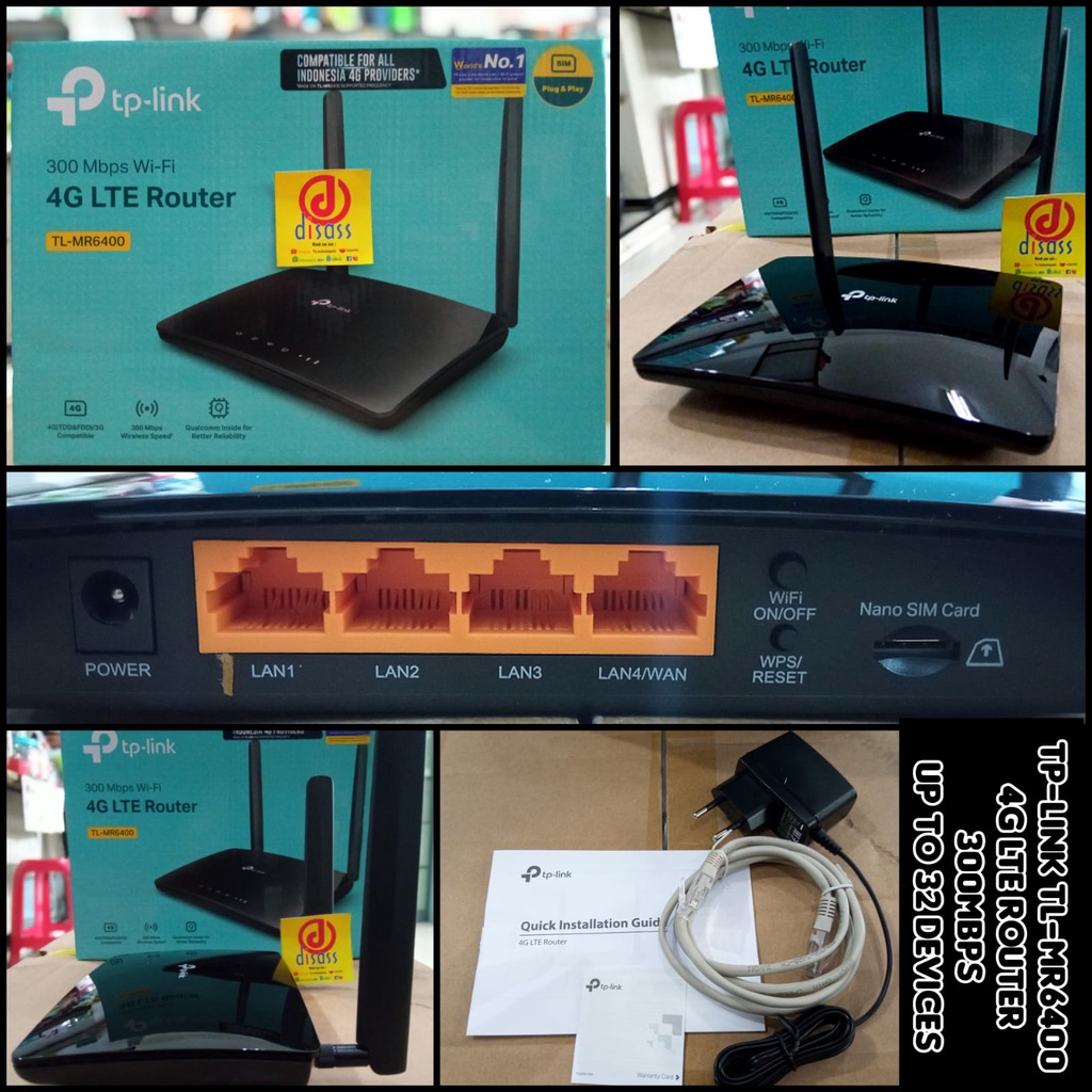 Jual TP-LINK TL-MR6400 4G LTE ROUTER DENGAN SLOT SIM CARD 300MBPS ...