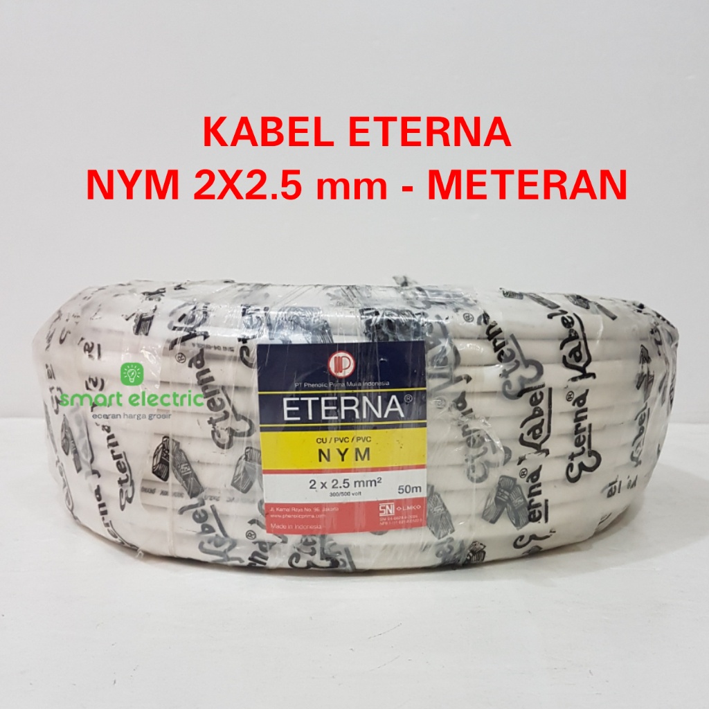 Jual Kabel Listrik Eterna NYM 2x2.5mm Meteran Tunggal Tembaga Murni SNI LMK | Shopee Indonesia