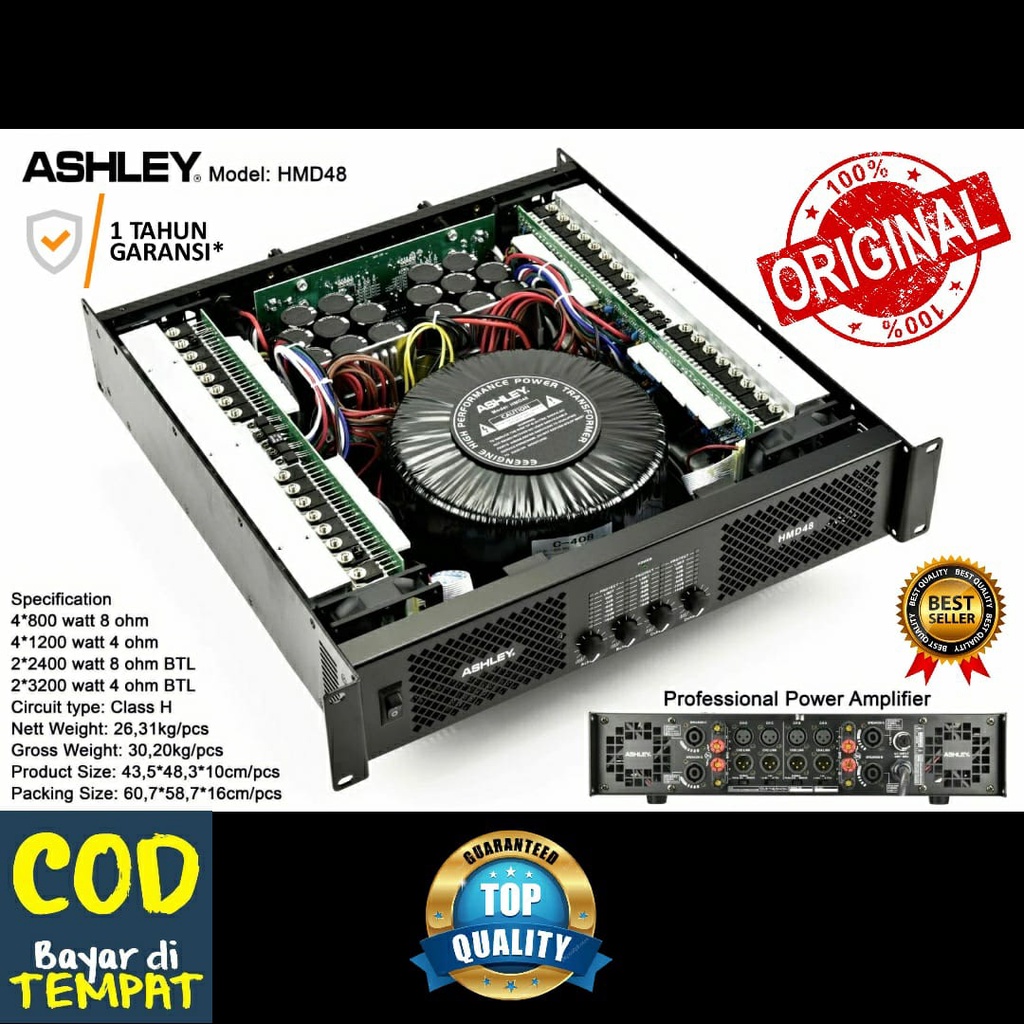 Jual Power Amplifier ASHLEY HMD 48 HMD48 ORIGINAL 4CH CLASS H | Shopee Indonesia