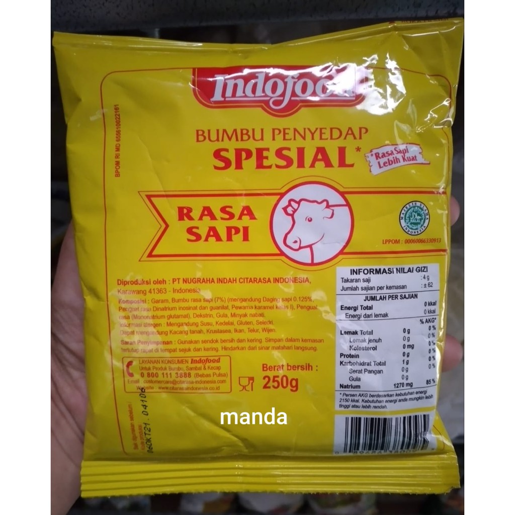 Jual Indofood Bumbu Penyedap Rasa Sapi 250 gram | Shopee Indonesia