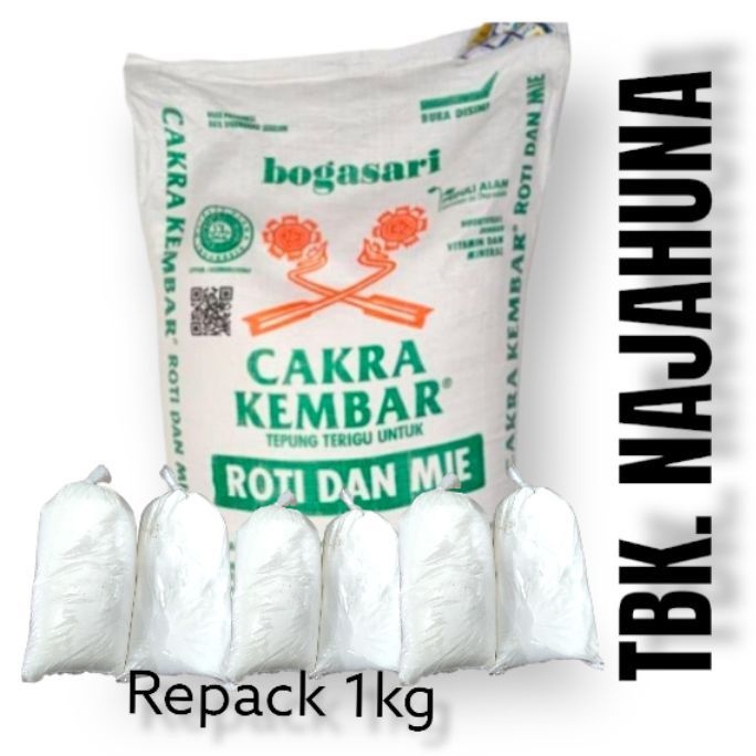 Jual CAKRA KEMBAR REPACK 1KG / TERIGU PROTEIN TINGGI / BOGASARI ...