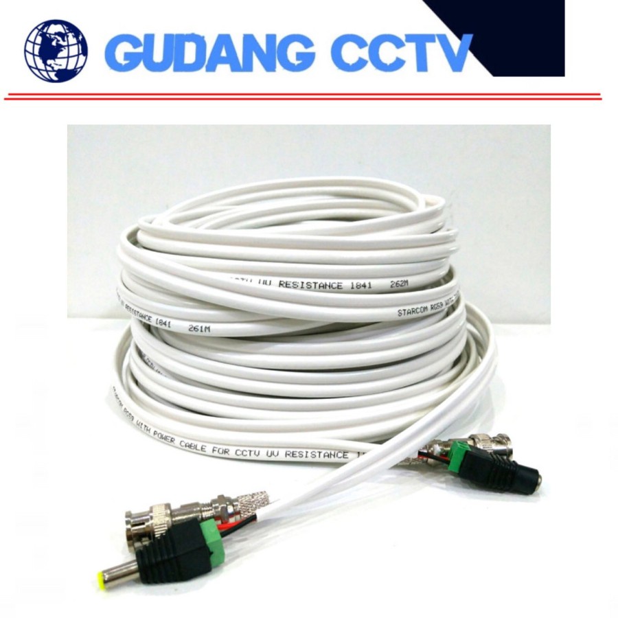Jual Kabel CCTV Jadi RG59 Plus Power 5 Meter Komplit Dengan Konektor ...