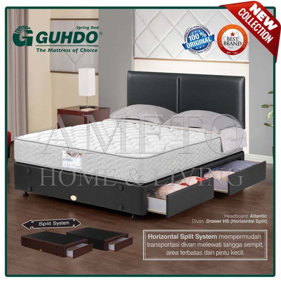Jual Guhdo Springbed New Prima 160x200 Drawer Laci HB Atlantic Full Set | Shopee Indonesia