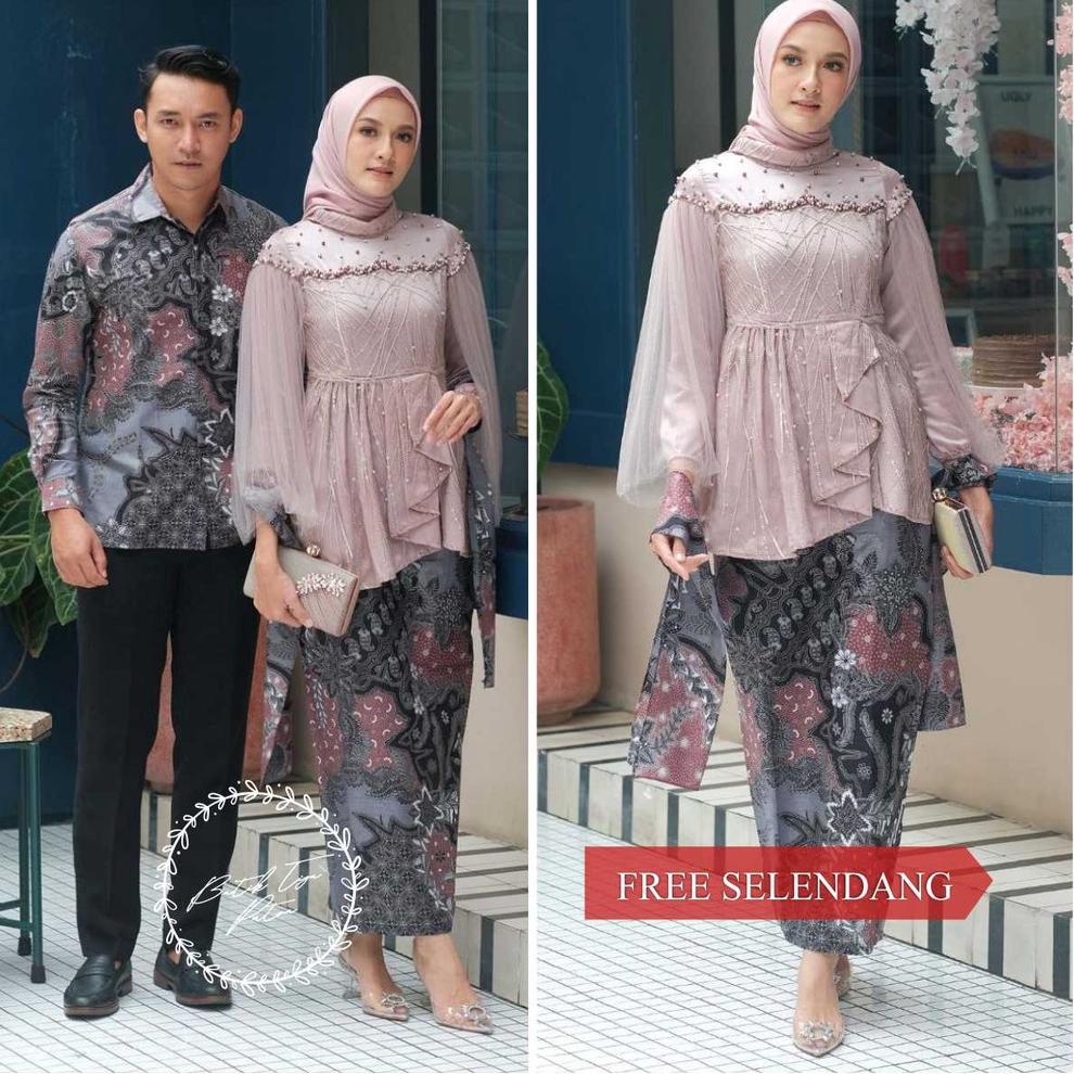 Jual BATIK COUPLE KEBAYA VANILLA Couple Kebaya Modern Baju Tunangan ...