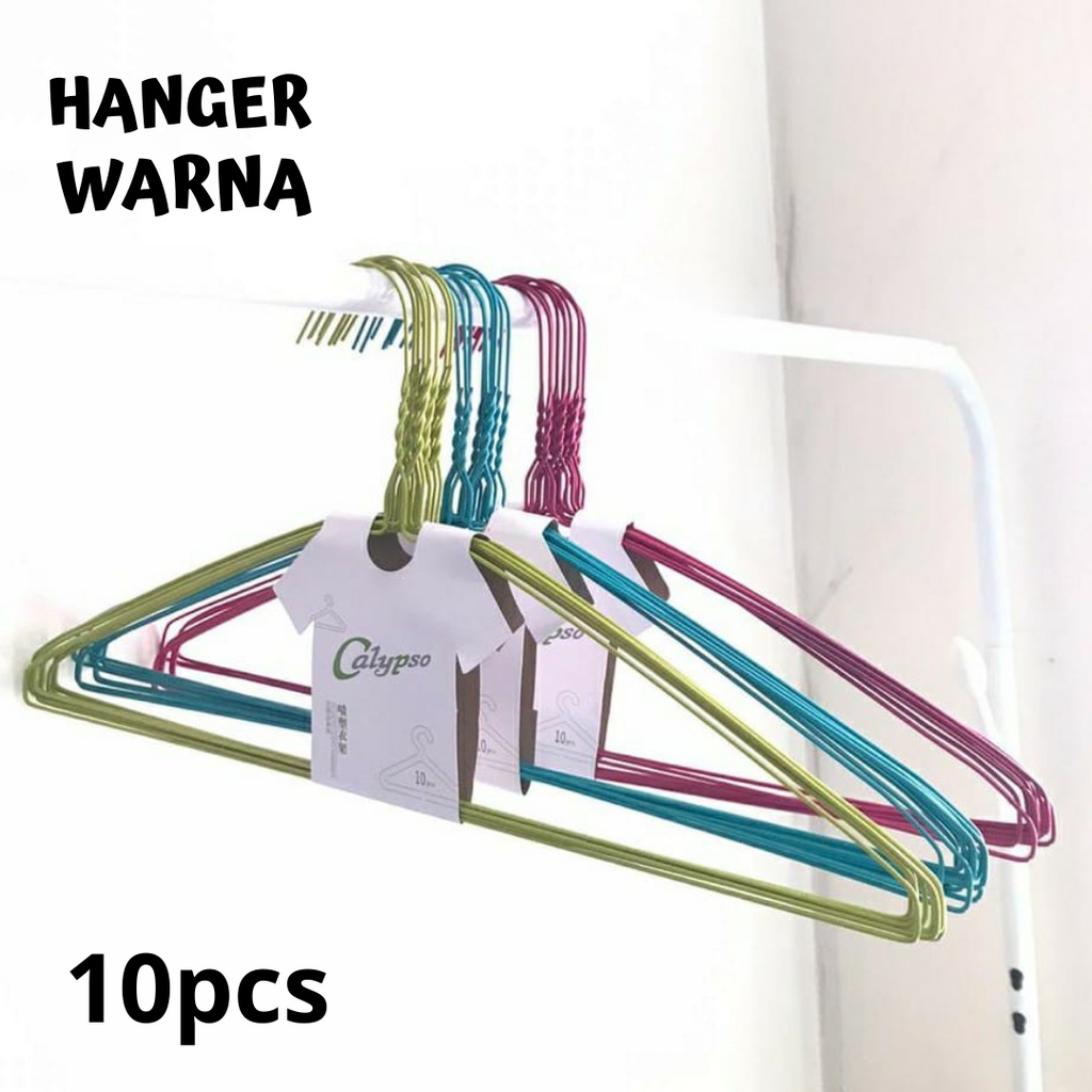 Jual Hanger Kawat Warna calypso isi 10pcs//Gantungan Baju Kawat Coating ...
