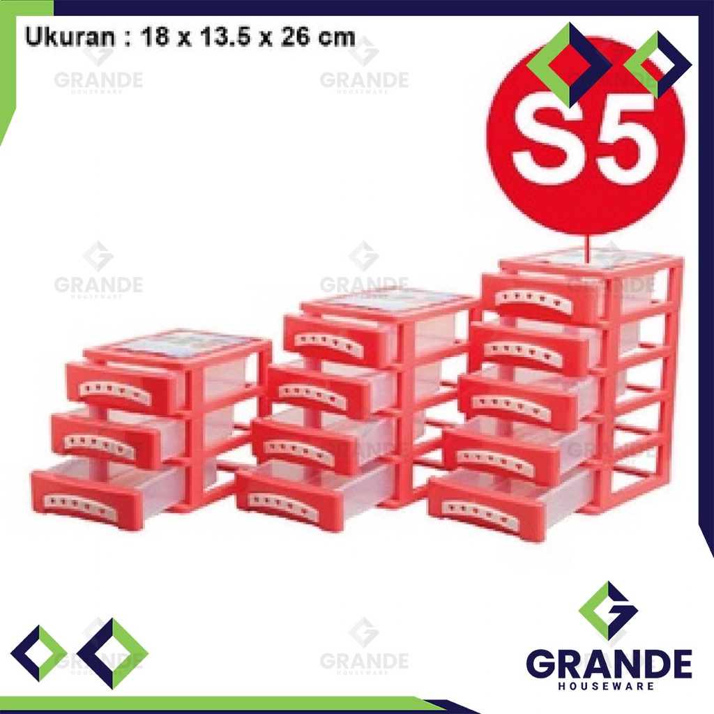 Jual GRANDE Tempat Penyimpanan Kontainer Box Mini Laci Susun Kecil ...