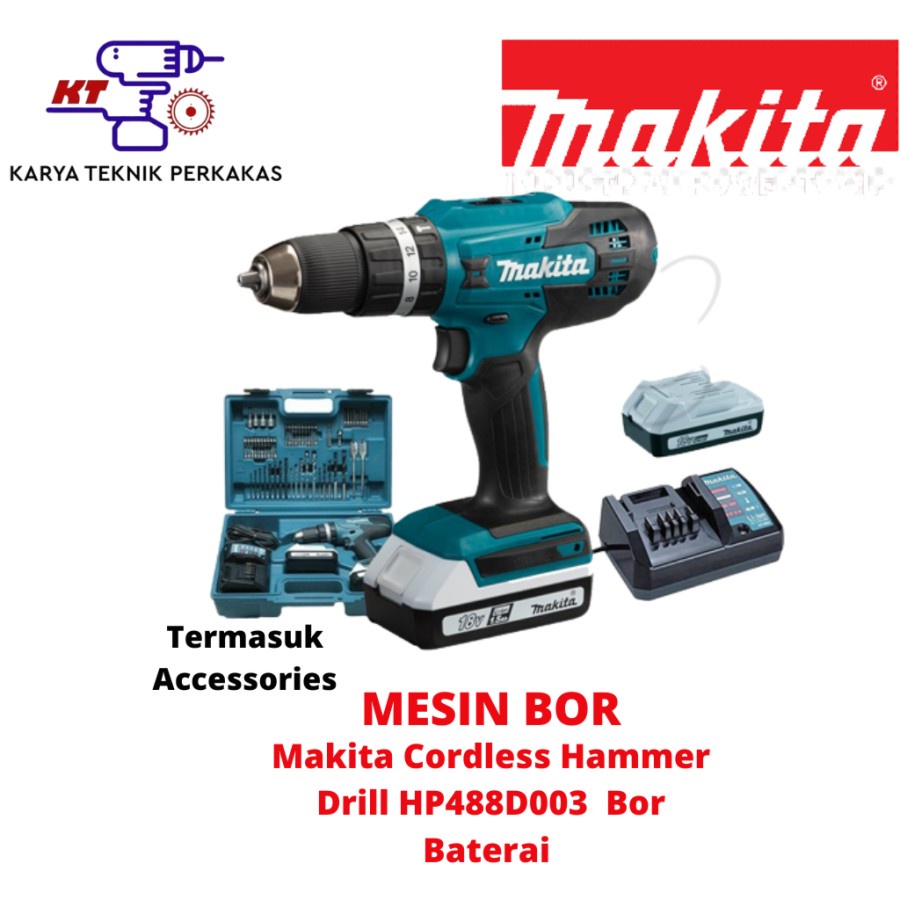 Jual Makita Cordless Hammer Driver Drill HP488D003/HP 488 D003 Bor ...