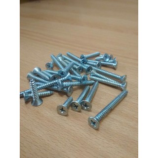 Jual Sekrup Tapping Kepala Rata FAB 12x2 Inch diameter badan 5mm Skrup Putih Kepala Rata 100pcs ...